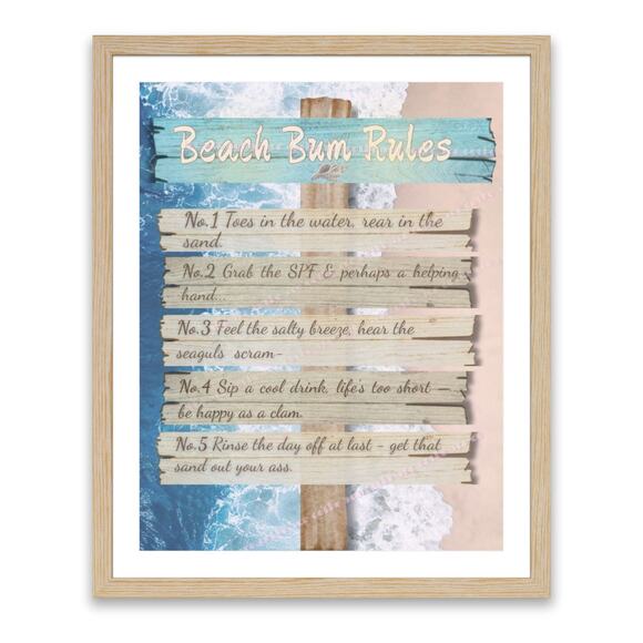 Life Is Good | Art | Beach Bum Rules Sign Funny Bathroom Decor For ...